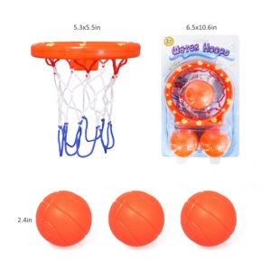 zoordo Bath Toys Bathtub Basketball Hoop Balls Set for Toddlers Kids with Strong Suction Cup Easy to Install,Fun Games Gifts in Bathroom,3 Balls Included ( Only Stick on Smooth Surface )