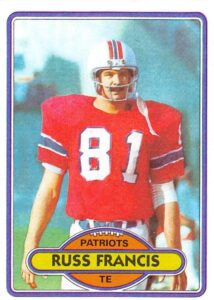 1980 topps #80 russ francis new england patriots nfl football card nm-mt