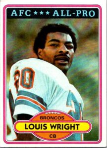 1980 topps #90 louis wright denver broncos nfl football card nm-mt