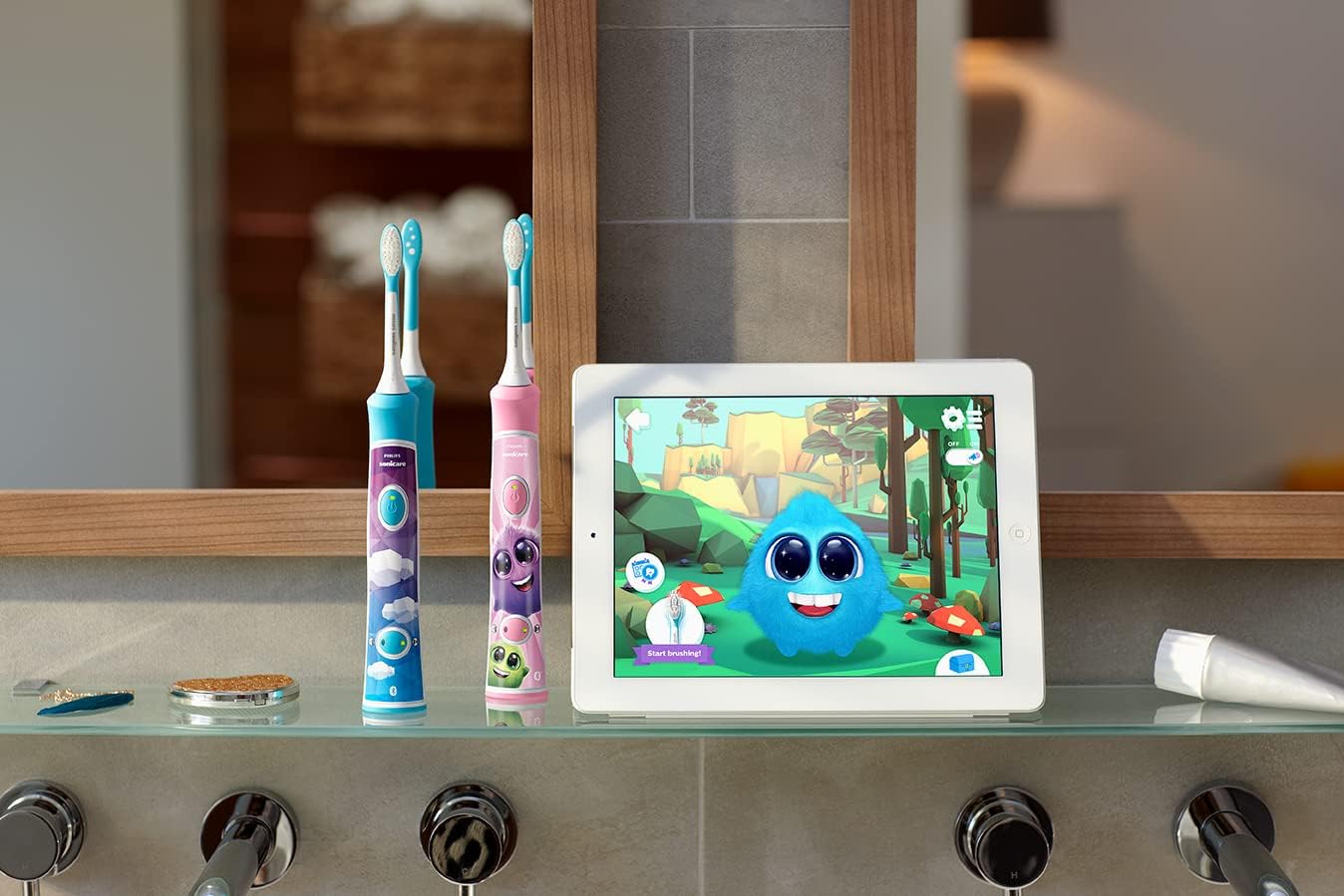 Philips Sonicare for Kids 3+ Bluetooth Connected Rechargeable Electric Power Toothbrush, Interactive for Better Brushing, Turquoise, HX6321/02