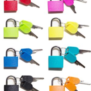 Padlock (8 Pack) Small Padlock with Key for Luggage Lock, Backpack, Gym Locker Lock, Suitcase Lock, Classroom Matching Game and More