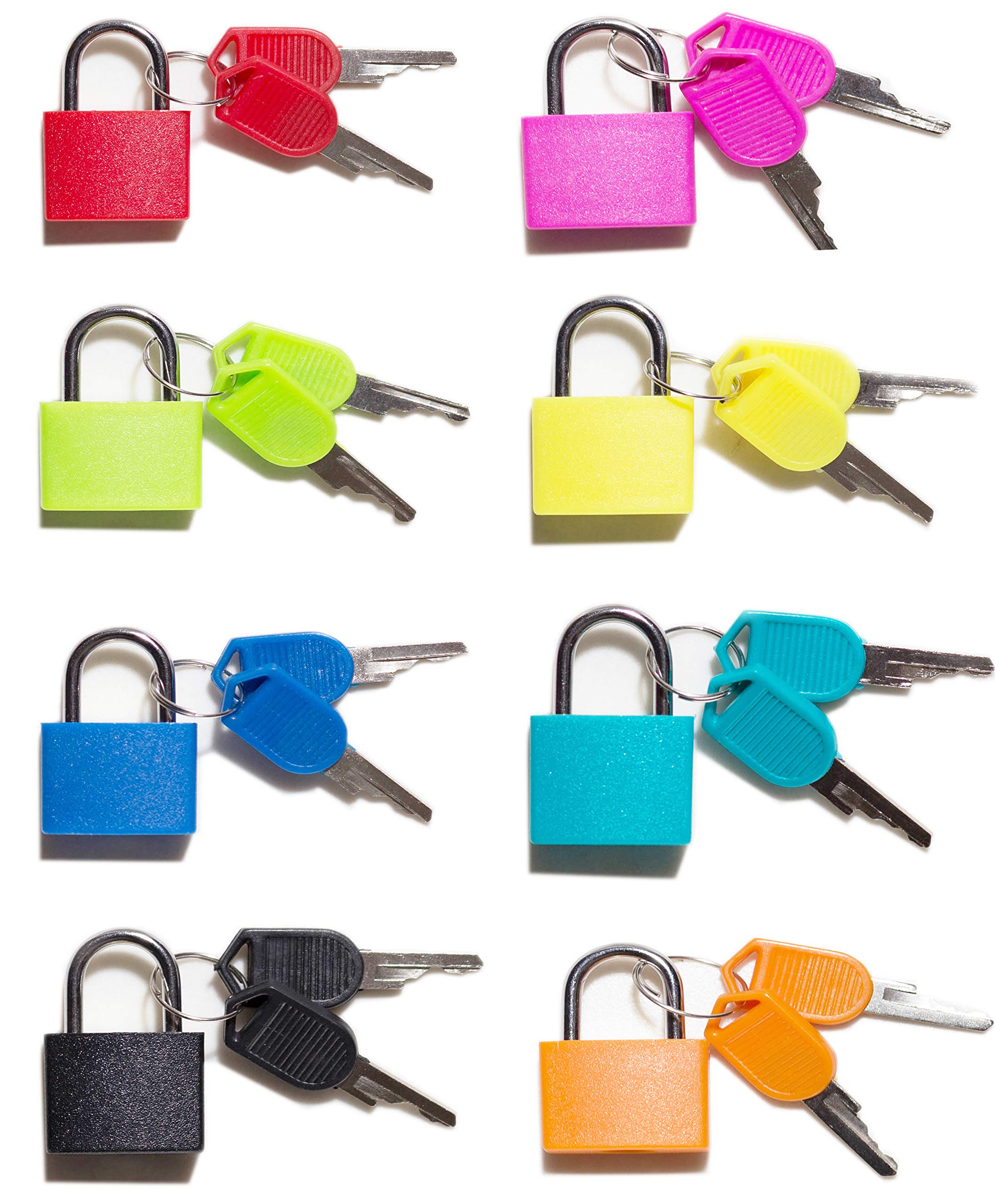 Padlock (8 Pack) Small Padlock with Key for Luggage Lock, Backpack, Gym Locker Lock, Suitcase Lock, Classroom Matching Game and More