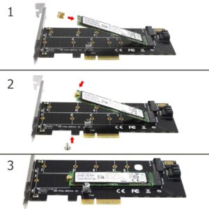 GODSHARK Dual M.2 PCIe Adapter, M.2 NVME SSD (M Key) or M.2 SATA SSD (B Key) 22110 2280 2260 2242 2230 to PCI-e 3.0 x4 Host Controller Expansion Card with Low Profile Bracket for PC Desktop