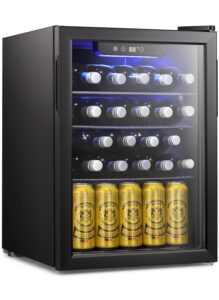 antarctic star 24 bottle wine cooler/cabinet beverage refrigerator small mini wine cellar beer soda clear glass door bar fridge quiet operation compressor adjust temp control freestanding, 2.4 cu. ft…