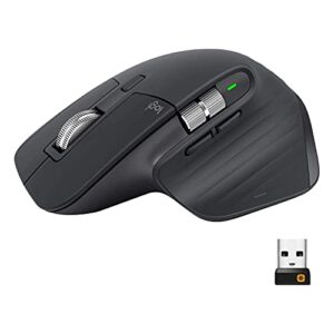 logitech mx master 3 advanced wireless mouse, ultrafast scrolling, ergonomic, 4000 dpi, customization, usb-c, bluetooth, usb, apple mac, microsoft pc windows, linux, ipad - graphite