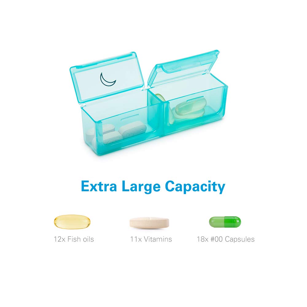 BUG HULL Pill Organizer 2 Times a Day, Large Weekly Pill Box AM PM, 7 Day Pill Case, Day and Night Vitamin Containers for Vitamins, Pill Holder for Supplements