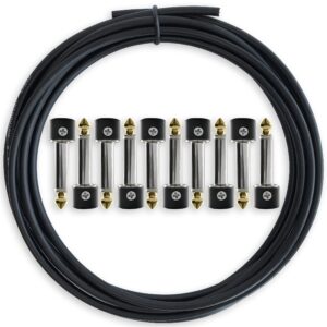 crosby solderless pedalboard cable kit - no cable stripping required, 10 feet of cable & 10 gold tip connectors with magnetic screws & screwdriver make 5 diy custom patch cables