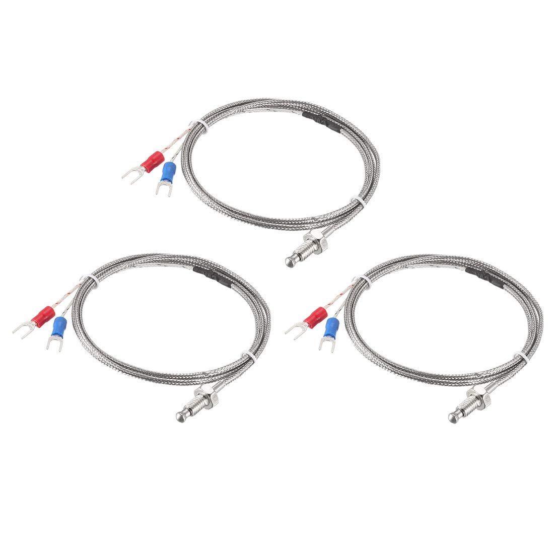 uxcell K-Type Thermocouple Temperature Sensors M6 Thread Probe with 1M/3.3Ft Wire 3pcs