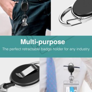 Puroma 10 Pack Badge Holder with Carabiner Badge Reel and Clip Retractable Heavy Duty, Clear ID badge holder with Waterproof Vertical Lanyard, Name Badge Holders with Key Ring for Card Holder Keychain