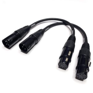 cess-008 xlr3m to xlr5f dmx512 adapter cable - 3 pin male xlr to 5 pin female xlr dmx turnaround, 6 inches - 2 pack