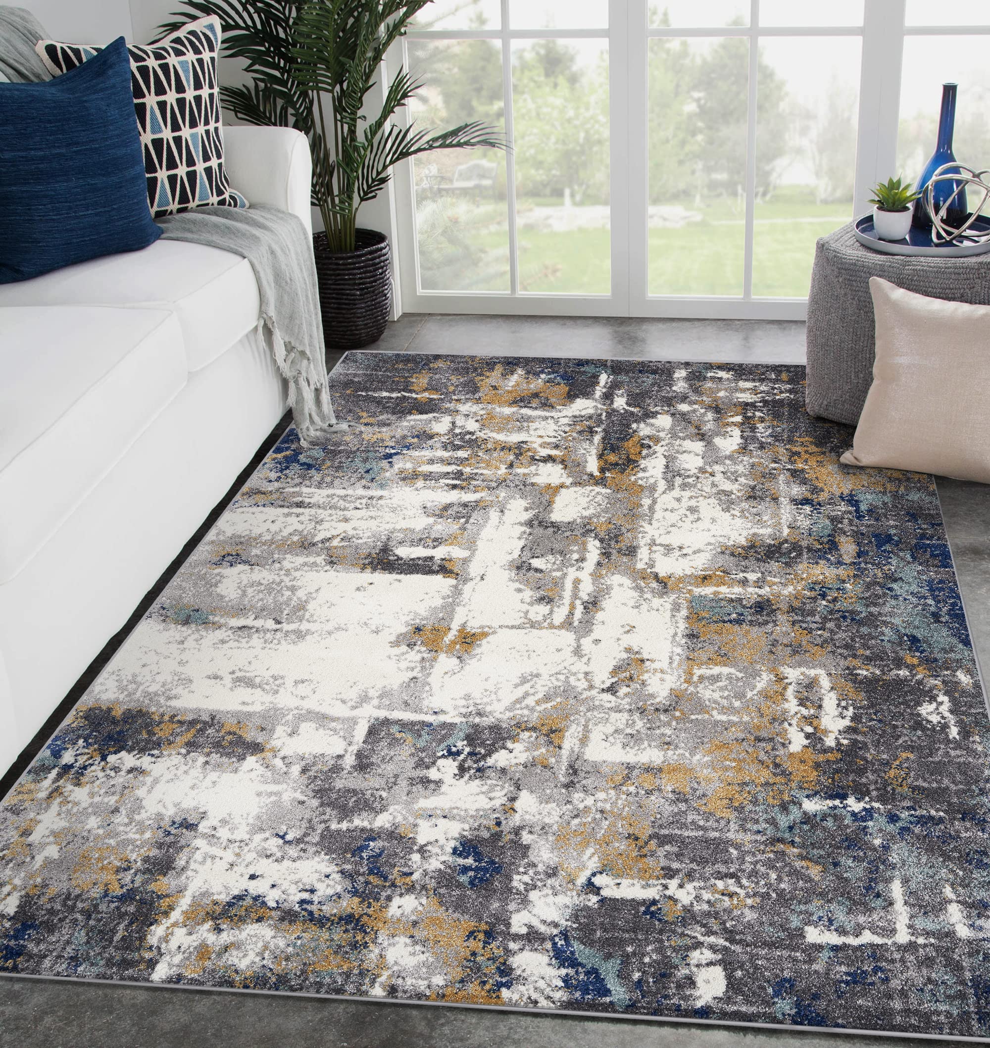 LUXE WEAVERS Gray 8 ft.x 10 ft Hampstead Abstract Area Rug