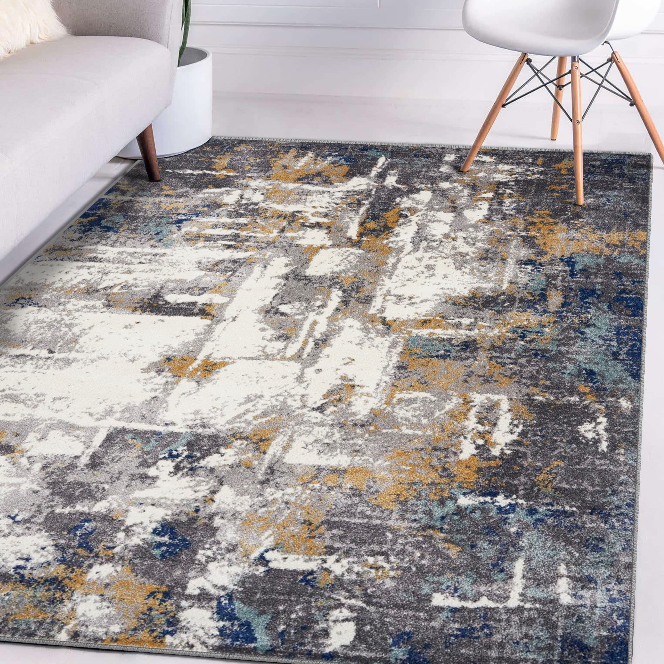 LUXE WEAVERS Gray 8 ft.x 10 ft Hampstead Abstract Area Rug