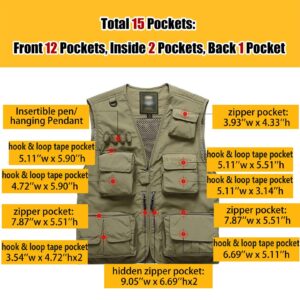 Flygo Men's Casual Lightweight Outdoor Fishing Work Safari Travel Photo Cargo Vest Jacket Multi Pockets(XX-Large, Orange)