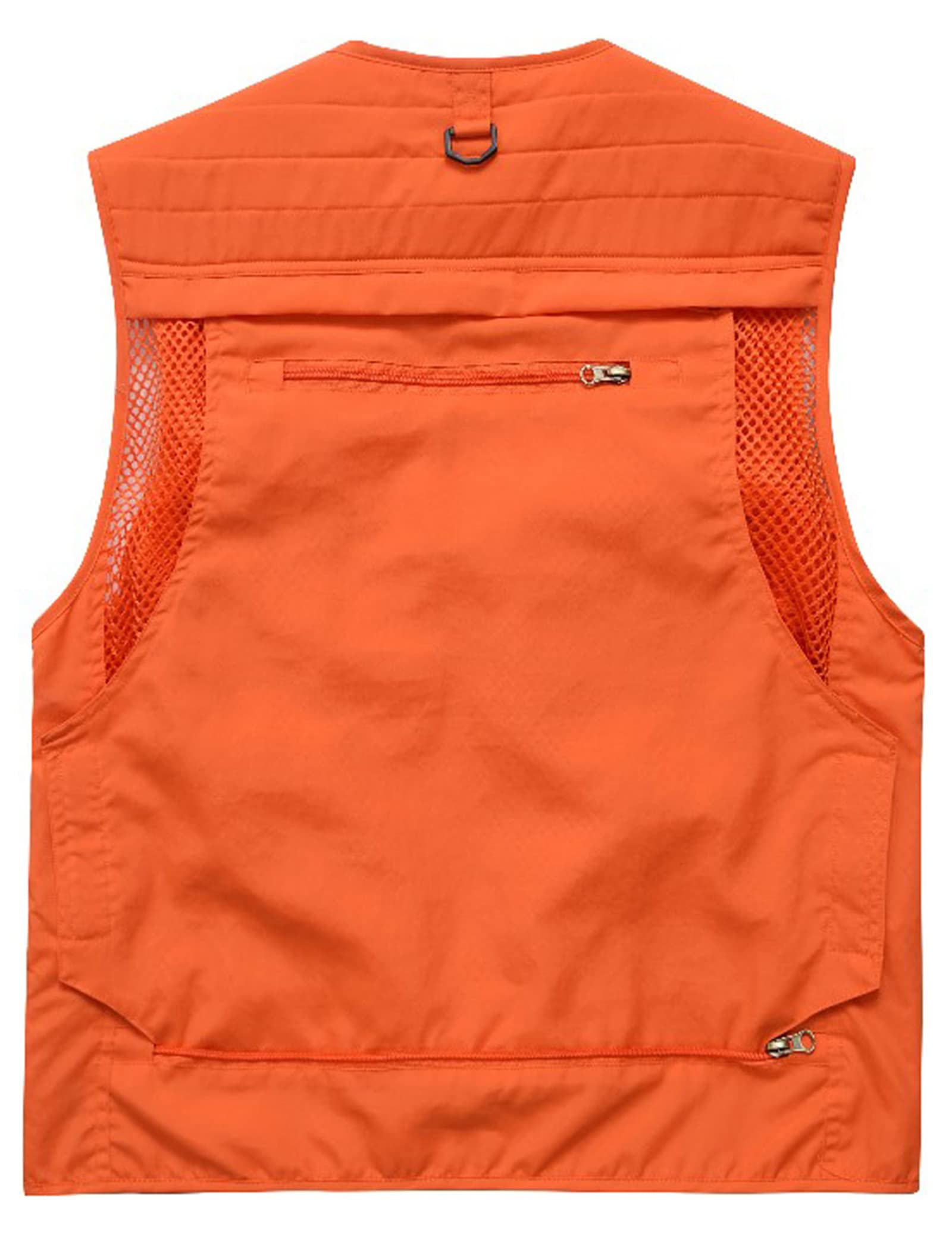 Flygo Men's Casual Lightweight Outdoor Fishing Work Safari Travel Photo Cargo Vest Jacket Multi Pockets(XX-Large, Orange)