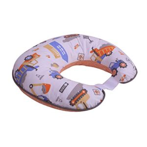 Bacati - Construction Multicolor Boys Nursing Pillow with POLYFILLED Insert Ultra-Soft 100% Cotton Fabric in a Fashionable Two-Sided Design