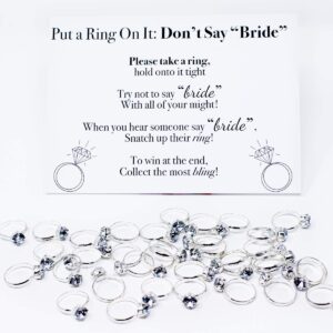 Put a Ring On It Bridal Shower Game with rings - Bridal shower ring game with Don't Say Bride Game Rules and 36 Plastic Diamond Rings for guests