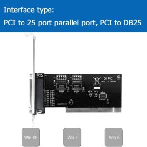 GODSHARK PCI to DB25 LPT Parallel Port Expansion Card with Low Profile Bracket, PCI Parallel Port Converter Adapter Controller for Desktop PC Printer