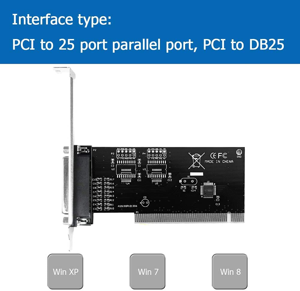 GODSHARK PCI to DB25 LPT Parallel Port Expansion Card with Low Profile Bracket, PCI Parallel Port Converter Adapter Controller for Desktop PC Printer