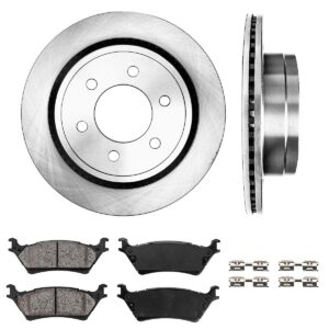 callahan rear brake kit for 2012-2020 ford f-150 replacement 2013 2014 2015 2016 2017 2018 2019 disc brake rotors ceramic brakes pads 6 lugs: 13.70" inch rotor