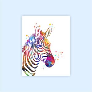 Dignovel Studios Unframed (Set of 4) 8X10 Baby Animals Watercolor Art Print Set Nursery Decor Zebra Owl Elephant Giraffe dnc8