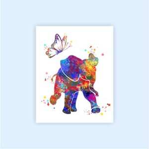 Dignovel Studios Unframed (Set of 4) 8X10 Baby Animals Watercolor Art Print Set Nursery Decor Zebra Owl Elephant Giraffe dnc8