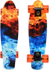 chromewheels skateboards 22 inch complete skateboard deck mini cruiser for kids boys girls youths beginners, fire