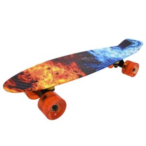 ChromeWheels Skateboards 22 inch Complete Skateboard Deck Mini Cruiser for Kids Boys Girls Youths Beginners, Fire