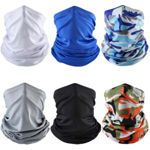 geyoga ski mask for men neck gaiters scarf face covering balaclava fishing summer cycling running masks windproof bandana(fresh colors,6 pieces)