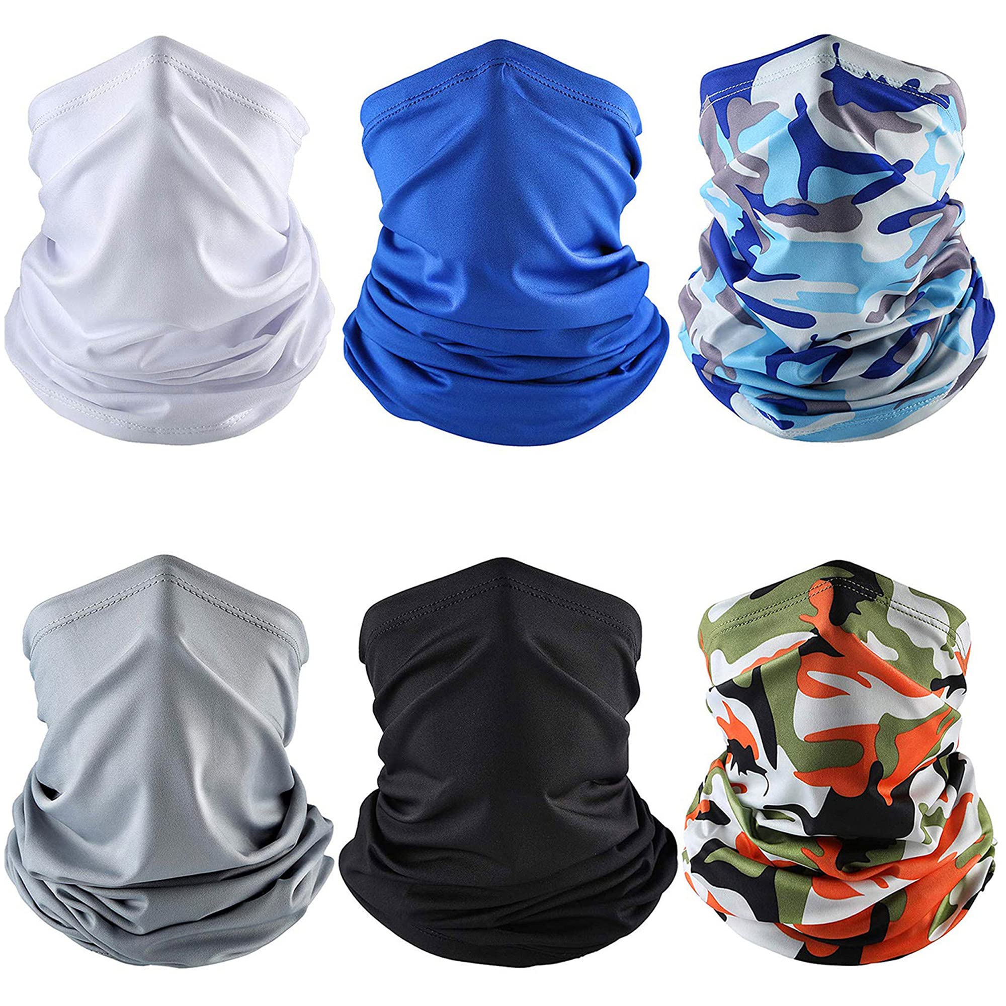 Geyoga Ski Mask for Men Neck Gaiters Scarf Face Covering Balaclava Fishing Summer Cycling Running Masks Windproof Bandana(Fresh Colors,6 Pieces)