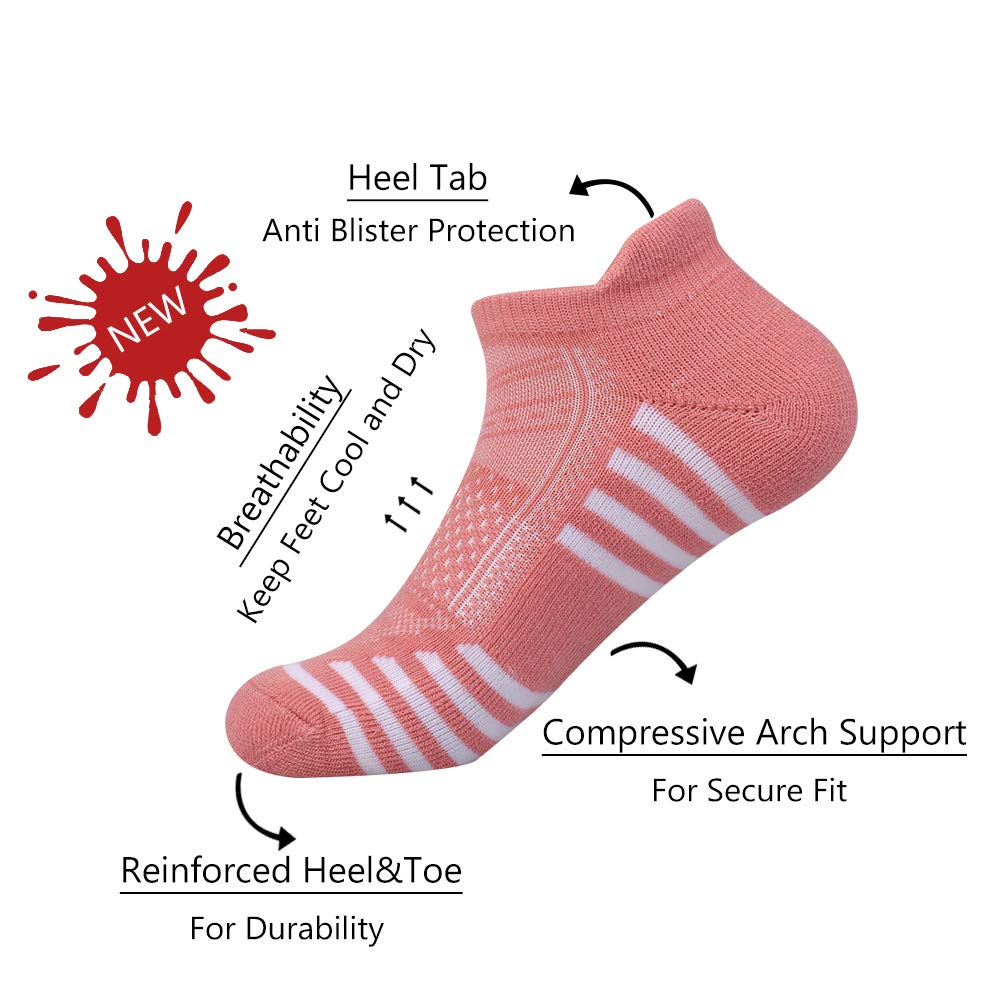 FUNDENCY 6 Pack Women Ankle Athletic Socks Low Cut Breathable Running Tab Socks with Cushion Sole