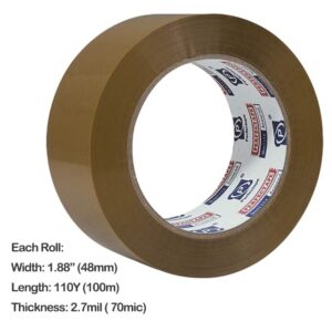 PERFECTAPE Heavy Duty Brown Packing Tape 6 Rolls, Total 660Y, 2.7 mil, 1.88 inch x 110 Yards, Ultra Strong, Refill for Packaging and Shipping(Not Paper Tape)