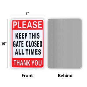 2-Pack Please Keep This Gate Closed Sign 10"x 7" .04" Aluminum Reflective Sign Rust Free Aluminum-UV Protected and Weatherproof