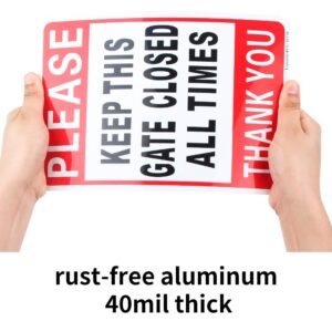 2-Pack Please Keep This Gate Closed Sign 10"x 7" .04" Aluminum Reflective Sign Rust Free Aluminum-UV Protected and Weatherproof