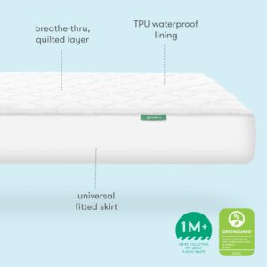 Newton Baby Waterproof Crib Mattress Pad | 100% Breathable Quilted Layer for Comfort & Universal Fitted Skirt for Secure Fit | Machine Washable | Crib Mattress Protector Pad Waterproof, 2 Packs