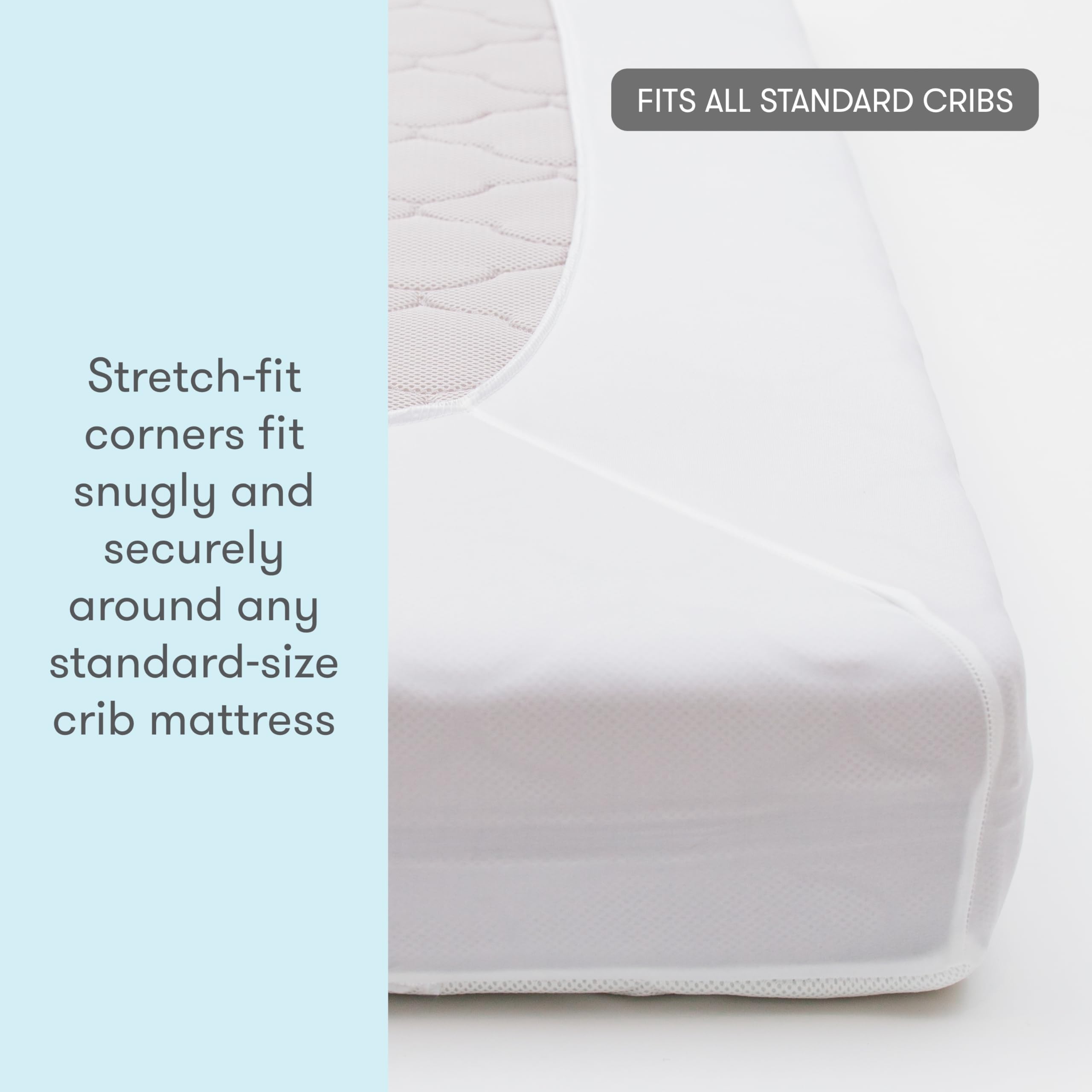 Newton Baby Waterproof Crib Mattress Pad | 100% Breathable Quilted Layer for Comfort & Universal Fitted Skirt for Secure Fit | Machine Washable | Crib Mattress Protector Pad Waterproof, 2 Packs