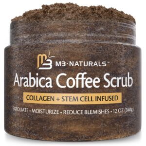 arabica coffee foot and hand scrub with collagen & stem cell exfoliating body scrubber & face cleanser fight skin care appearance cellulite fine line stretch mark by m3 naturals (1 pack)