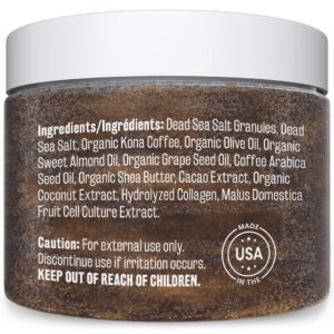 Arabica Coffee Foot and Hand Scrub with Collagen & Stem Cell Exfoliating Body Scrubber & Face Cleanser Fight Skin Care Appearance Cellulite Fine Line Stretch Mark by M3 Naturals (1 Pack)