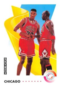 1991-92 skybox basketball #462 michael jordan/scottie pippen chicago bulls tw official nba trading card