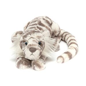 jellycat sacha snow tiger stuffed animal, little, 10 inches