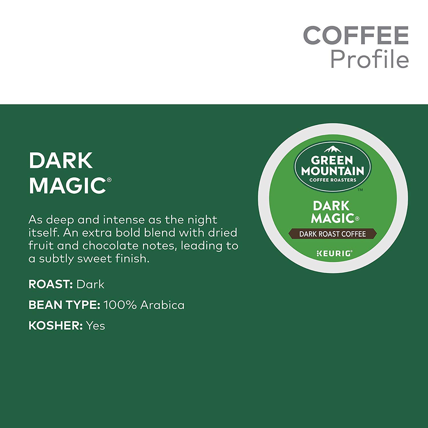 Green Mountain Coffee Roasters Dark Magic Keurig Single-Serve K-Cup Pods, Dark Roast Coffee, 144 Count