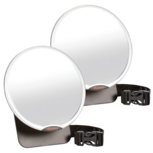 diono easy view pack of 2 baby car mirrors, safety car seat mirror for rear facing infant, fully adjustable with 360 rotation, wide crystal clear view, shatterproof, crash tested