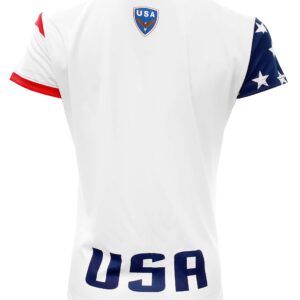 Women Fan USA Jersey Short Sleeve Athletic Fit (Small) White