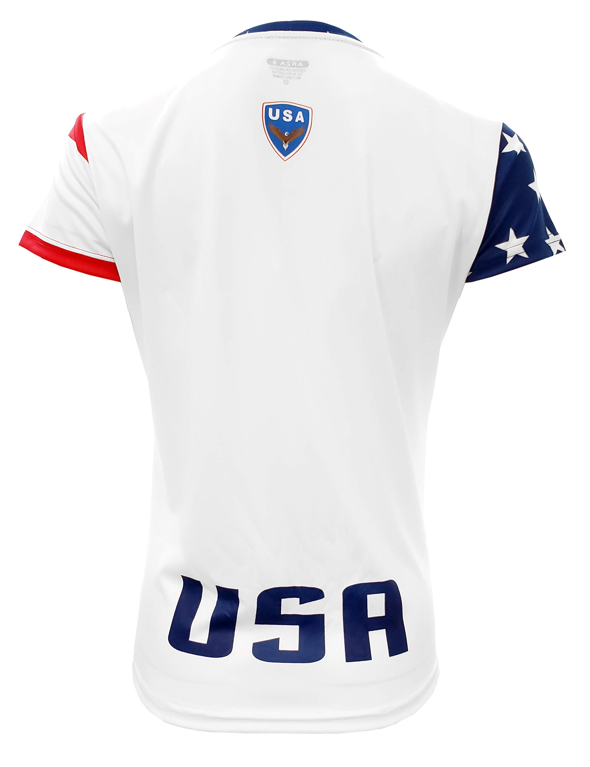 Women Fan USA Jersey Short Sleeve Athletic Fit (Small) White