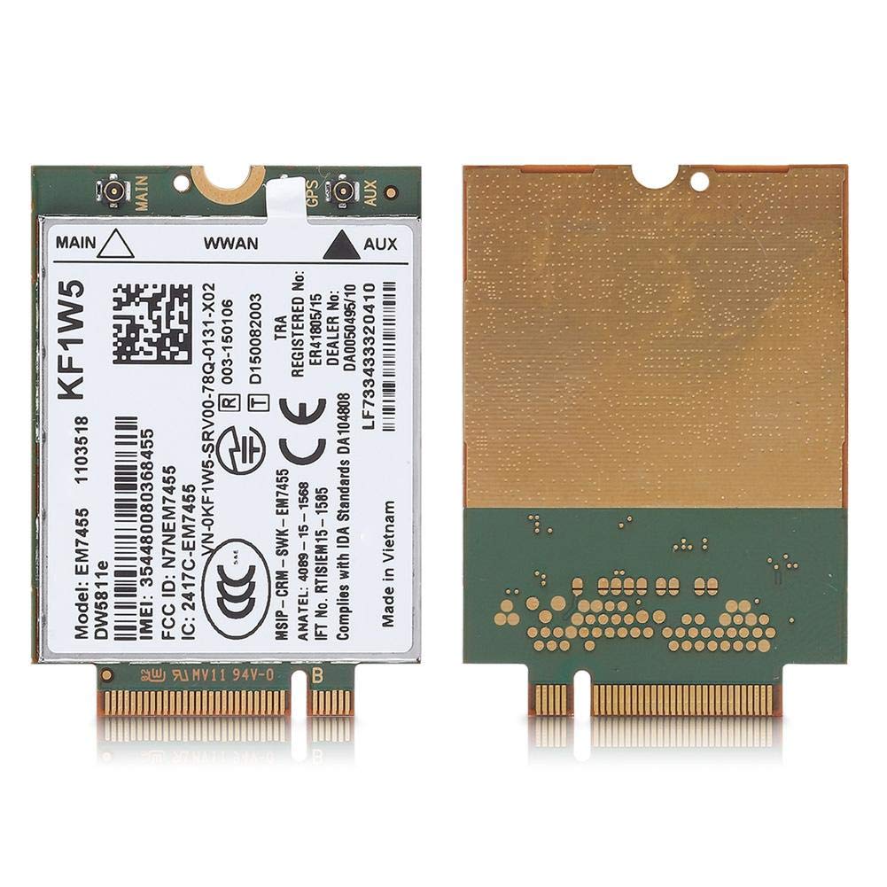 4G Module, Replacement Qualcomm 4G LTE WWAN NGFF Card Module Wireless EM7455 for Dell DW5811e