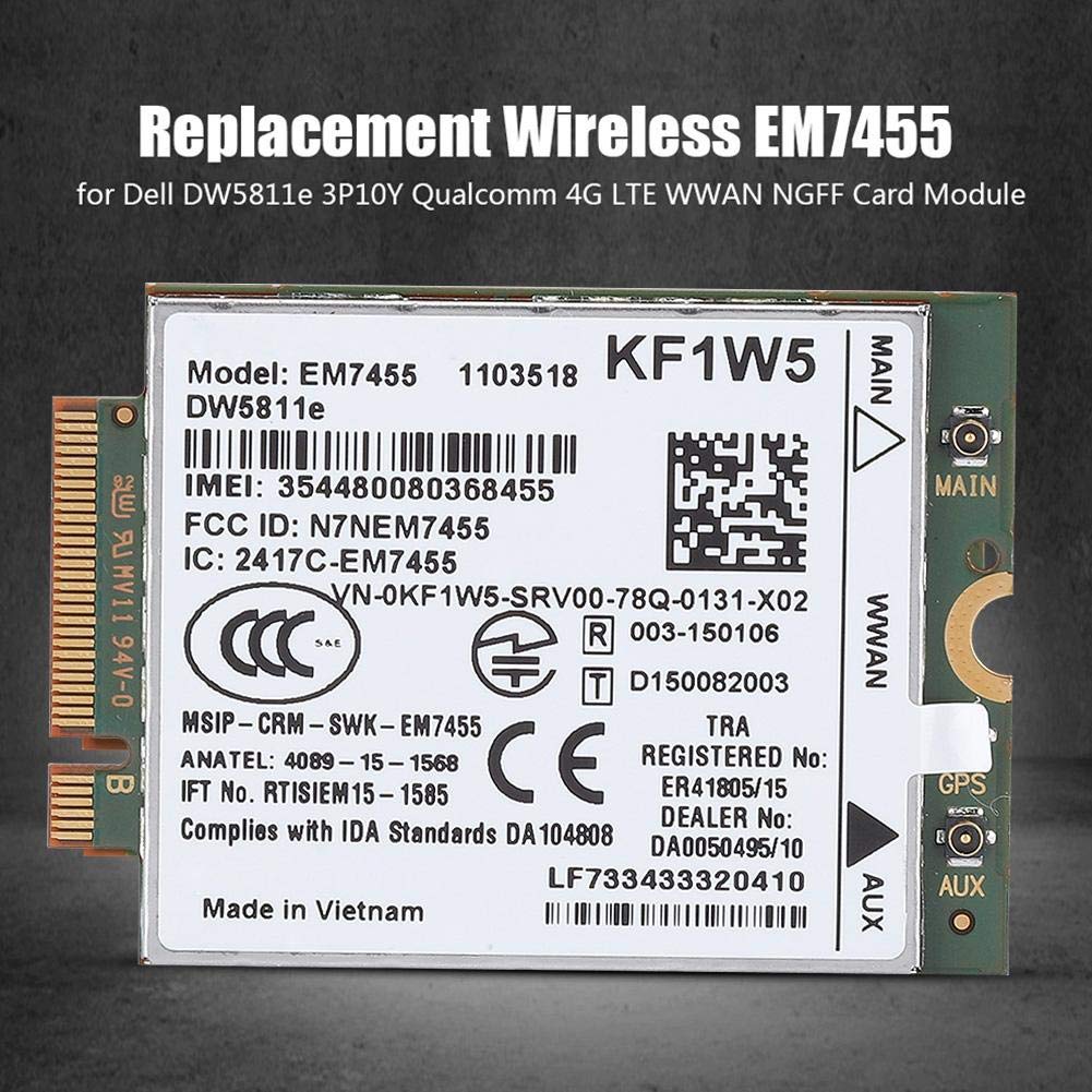 4G Module, Replacement Qualcomm 4G LTE WWAN NGFF Card Module Wireless EM7455 for Dell DW5811e