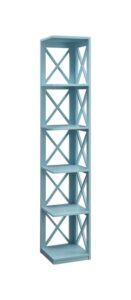 convenience concepts oxford 5 tier corner bookcase, sea foam