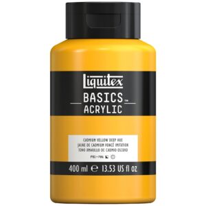 liquitex basics acrylic paint, 400ml (13.5-oz) bottle, cadmium yellow deep hue