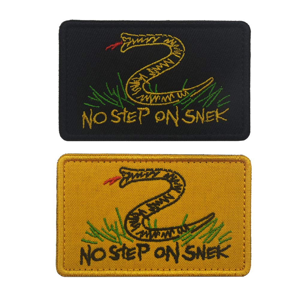 THE FASHION RX 2 Pieces Embroidered No Step On Snek Tactical Morale Patches Military Emblem Badge Fastener Hook and Loop Patch