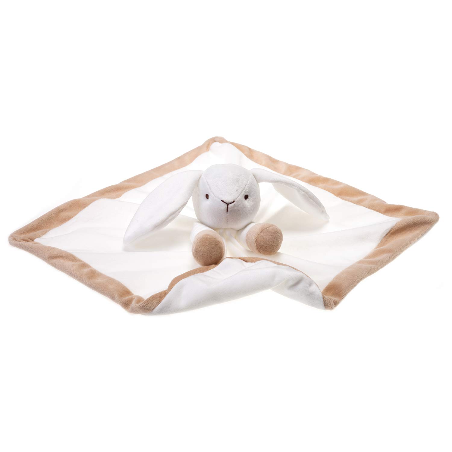 Apricot Lamb Baby Unisex White Bunny Rabbit Security Blanket Buddy Nursery Bed Blankets Stuffed Plush Cuddle Newborn Blanket (White Bunny, 14 Inches)