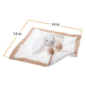 Apricot Lamb Baby Unisex White Bunny Rabbit Security Blanket Buddy Nursery Bed Blankets Stuffed Plush Cuddle Newborn Blanket (White Bunny, 14 Inches)